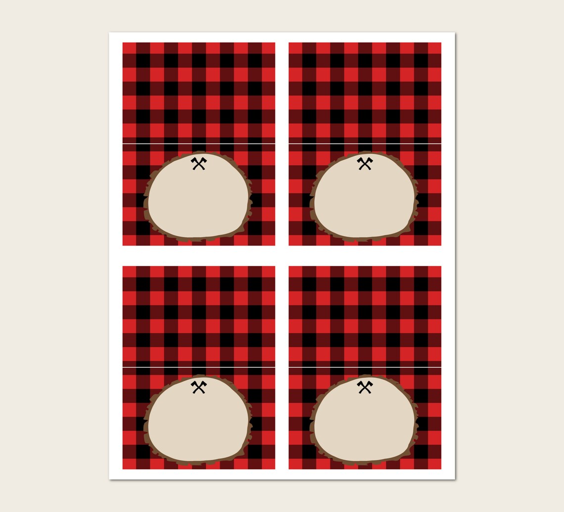Buffalo Plaid Food Labels Place Cards Template Editable Buffet - Etsy