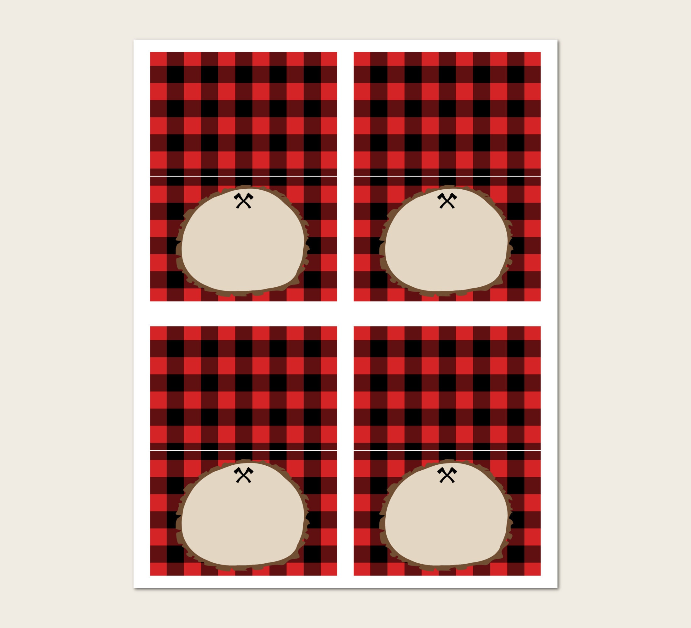 Stickers, Labels & Tags Paper & Party Supplies Labels Red Plaid Buffet ...
