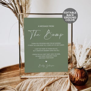 Editable Message From the Bump Sign Minimalist Modern Baby Shower Sign ...