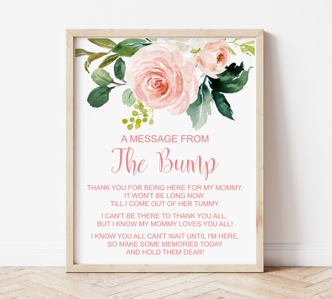 Message From the Bump Sign Blush Pink Baby Shower Sign Girl Baby Shower ...