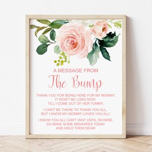 Message From the Bump Sign Blush Pink Baby Shower Sign Girl Baby Shower ...