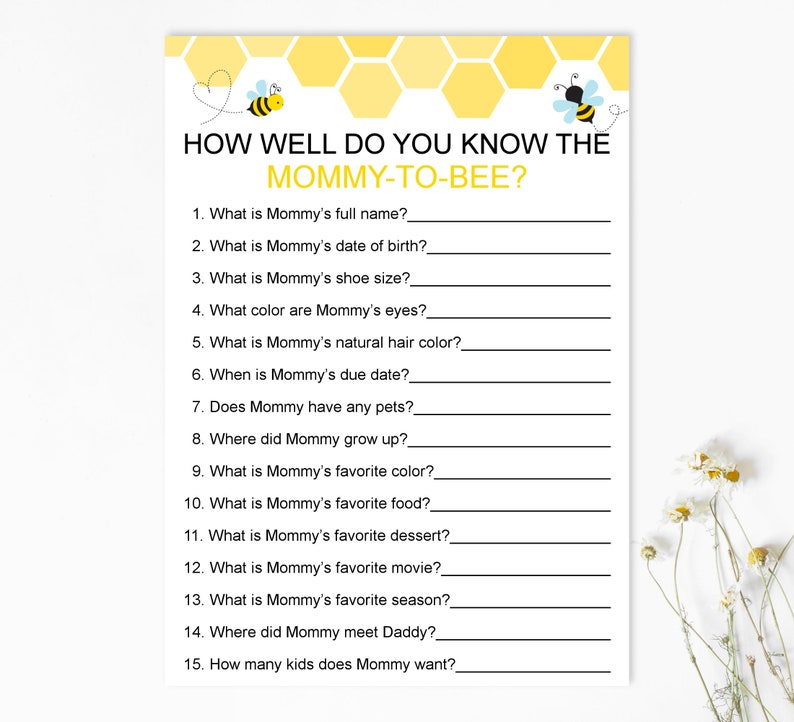 Bumble Bee Baby Shower Games Printable Game Bundle Mommy to | Etsy Canada