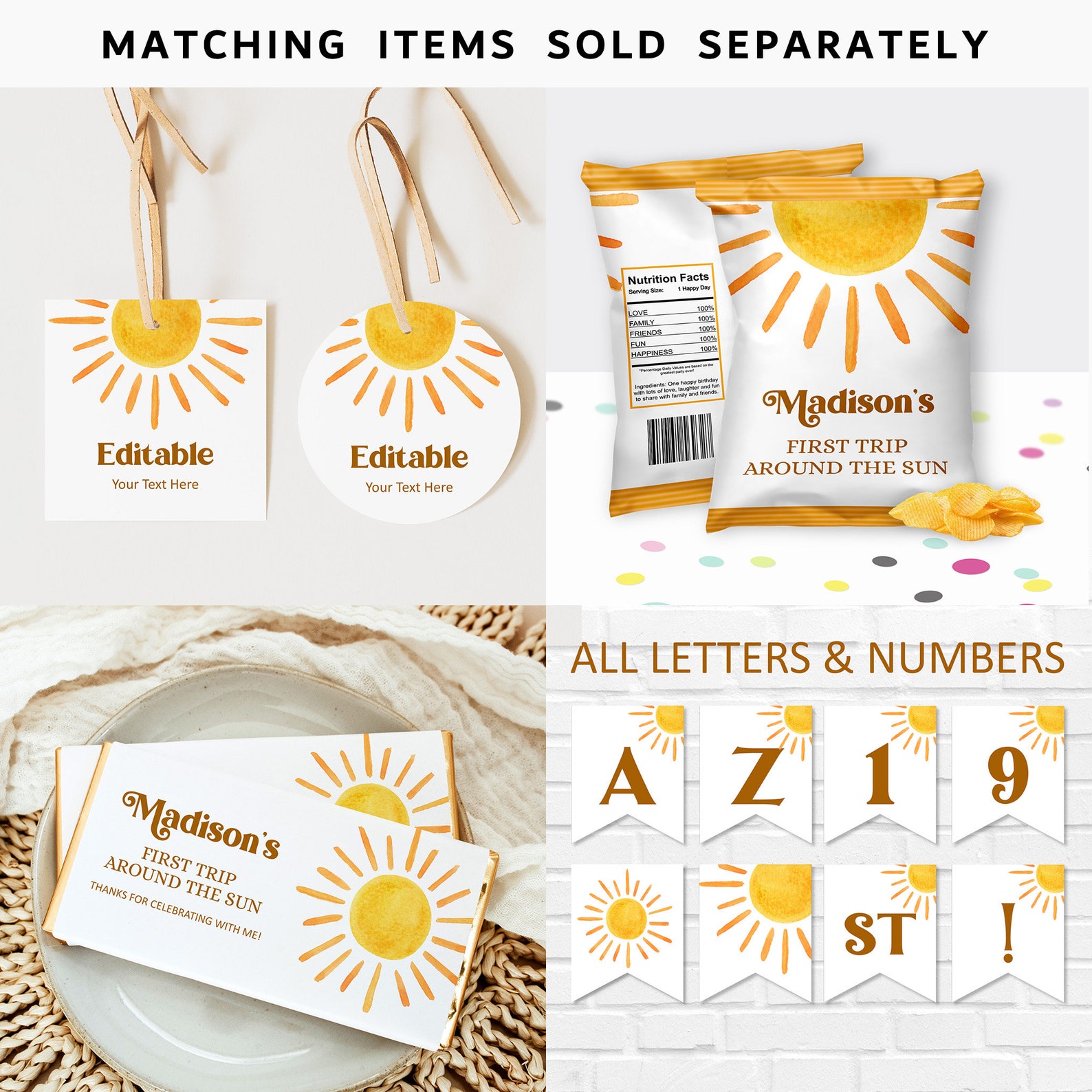 Editable Sun Table Numbers Sun Baby Shower First Trip Around Sun ...