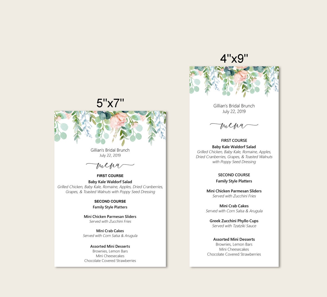 Boho Menu Printable Boho Wedding Menu Sign Menu Card Menu - Etsy