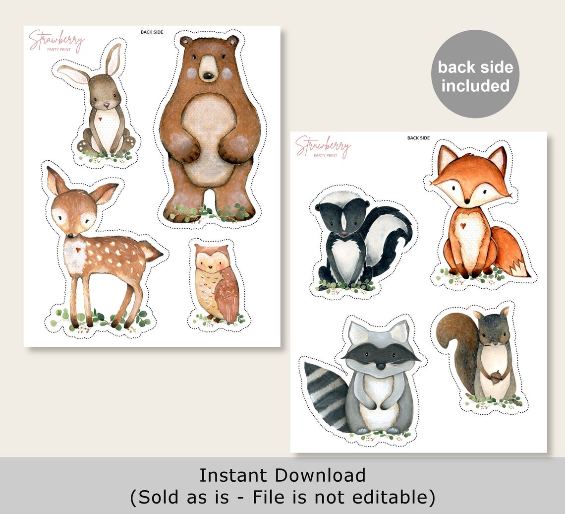 PRINTABLE Woodland Animals Centerpieces Woodland Baby Shower - Etsy