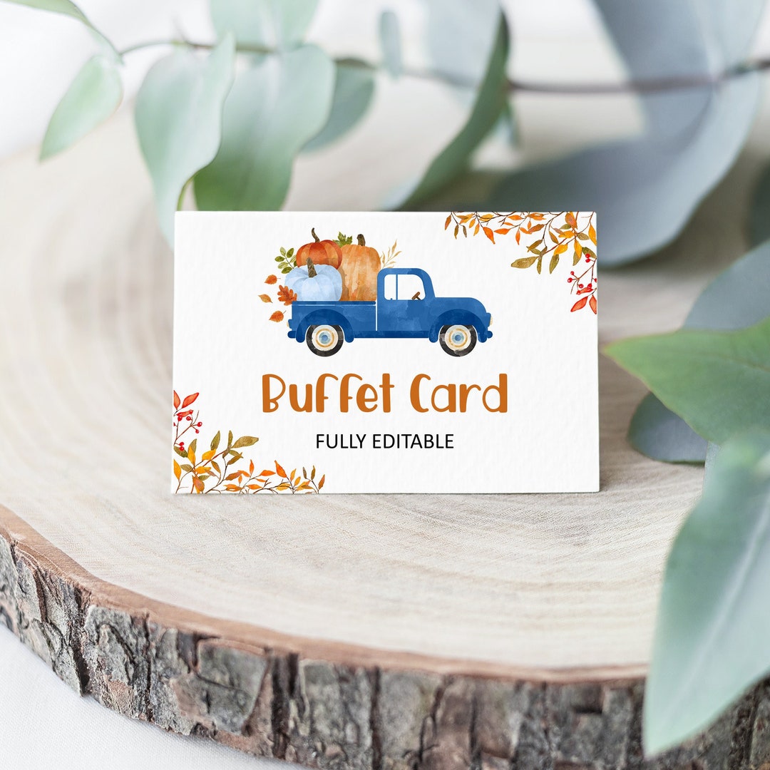 Fall Pumpkin Editable Buffet Food Card Food Label Table Tent Card Food ...