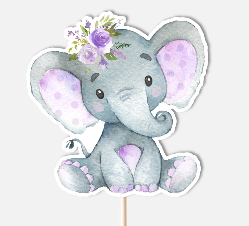 PRINTABLE Elephant Centerpieces Purple Elephant Cake Topper - Etsy