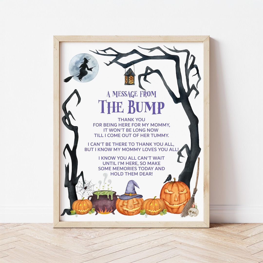 Halloween Message From the Bump Sign Halloween Baby Shower Game Spooky ...