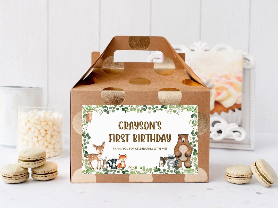 Editable Woodland Animals Gift Box Label Sticker Favor Sticker Treat ...