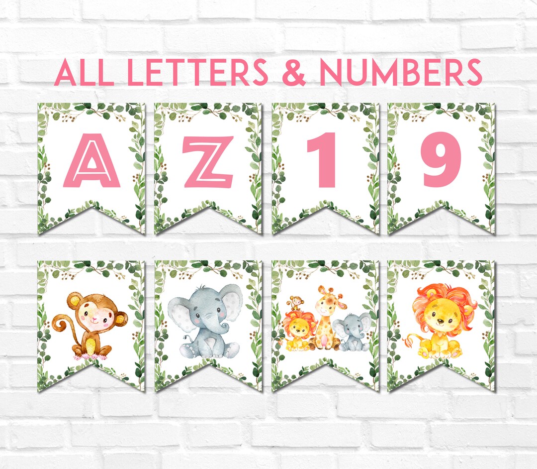 Printable Jungle Banner Safari Banner Party Animals Baby Shower ...