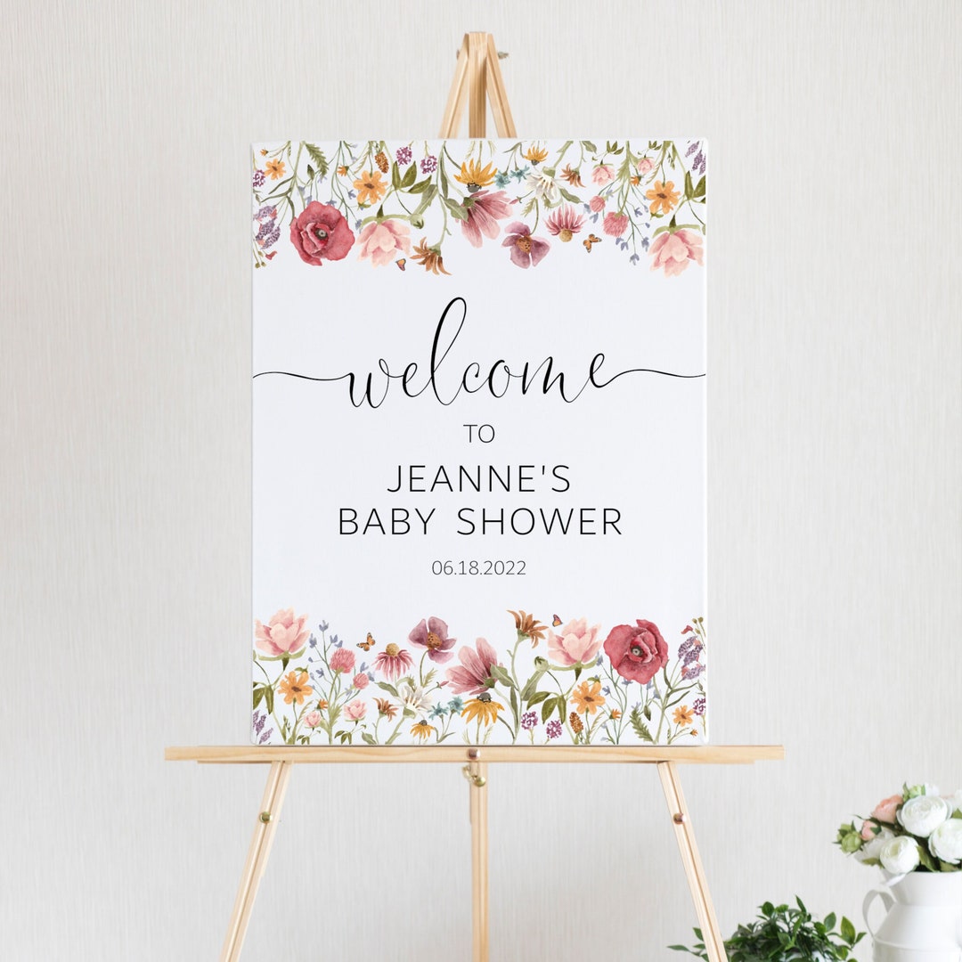 CUSTOM Wildflower Welcome Sign Wildflower Baby Shower Baby in Bloom ...