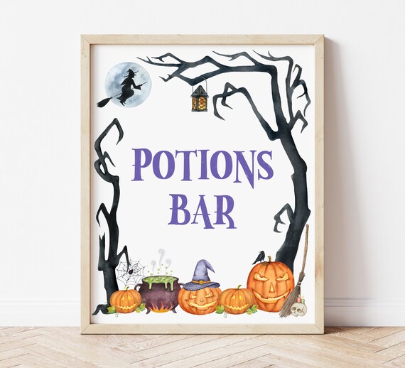 Potions Bar Sign Halloween Party Decor Halloween Birthday | Etsy
