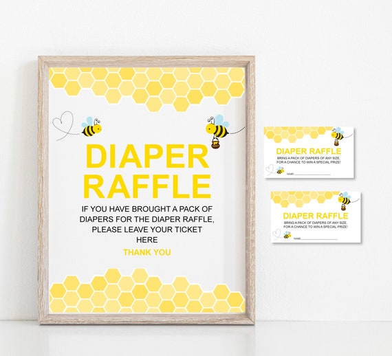 Bee Diaper Raffle Tickets & Sign Bumble Bee Mommy To Bee Baby Shower ...