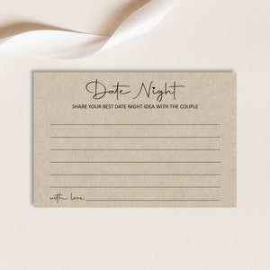 Date Night Cards and Sign Printable Kraft Minimalist Couple | Etsy