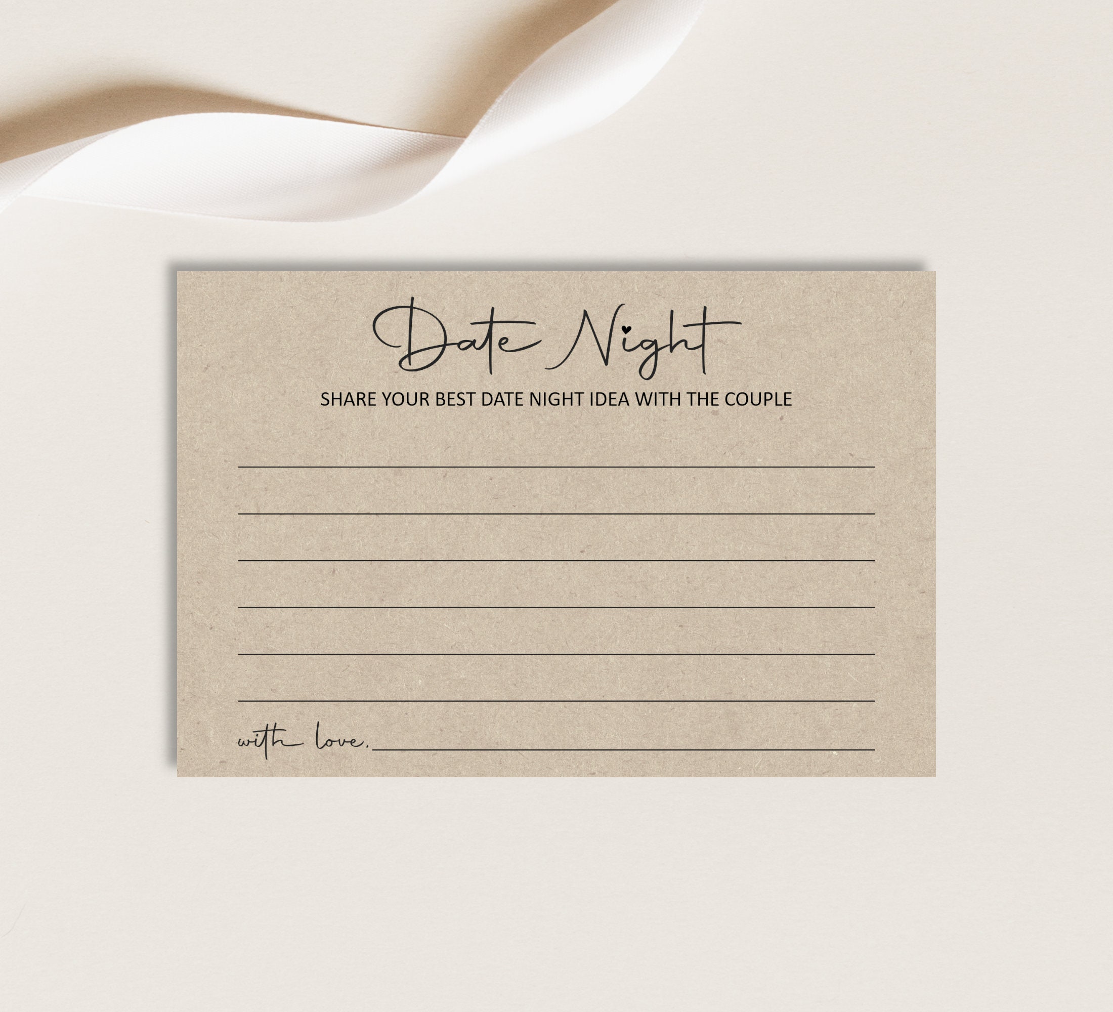 Date Night Cards and Sign Printable Kraft Minimalist Couple - Etsy
