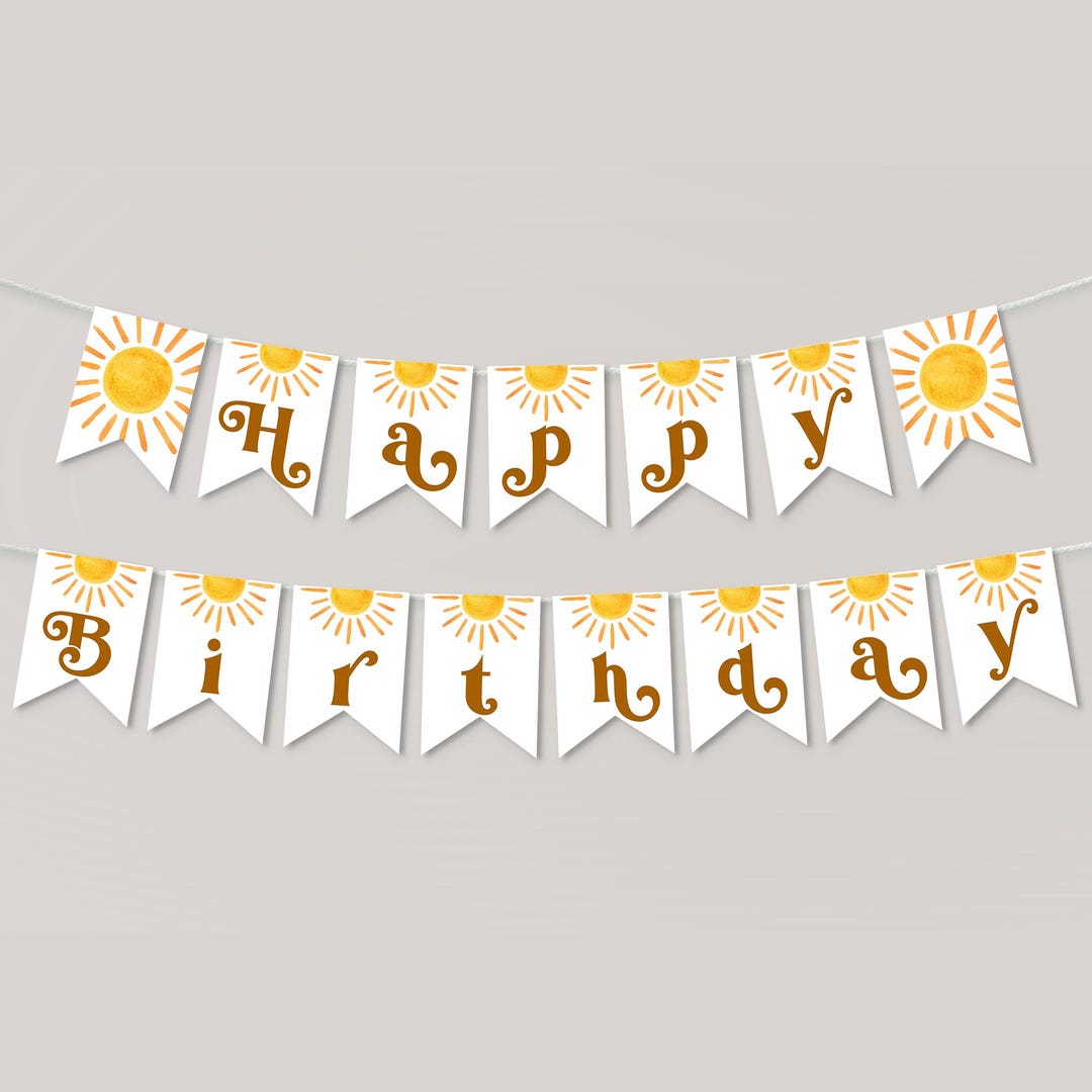 Editable Sun Happy Birthday Banner First Trip Around the Sun Banner ...