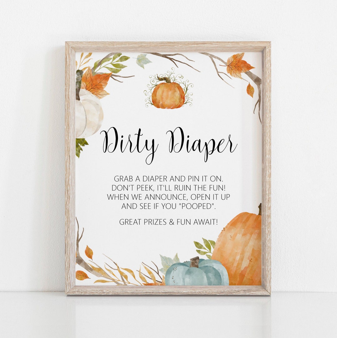 Fall Baby Shower Dirty Diaper Game Sign Little Pumpkin Baby - Etsy