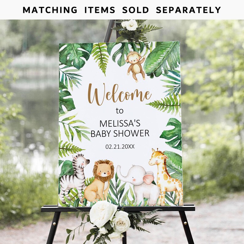 Editable Safari Oh Baby Shower Invitation Tropical Jungle Safari Baby ...