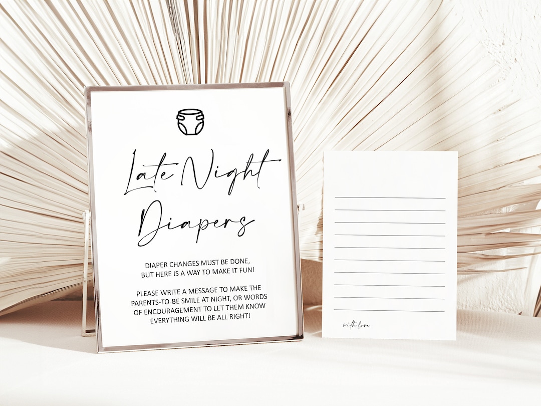 Editable Late Night Diapers Sign Diaper Notes Template Minimalist ...