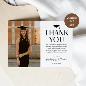 Editable Photo Graduation Thank You Card Grad Thank You Postcard ...