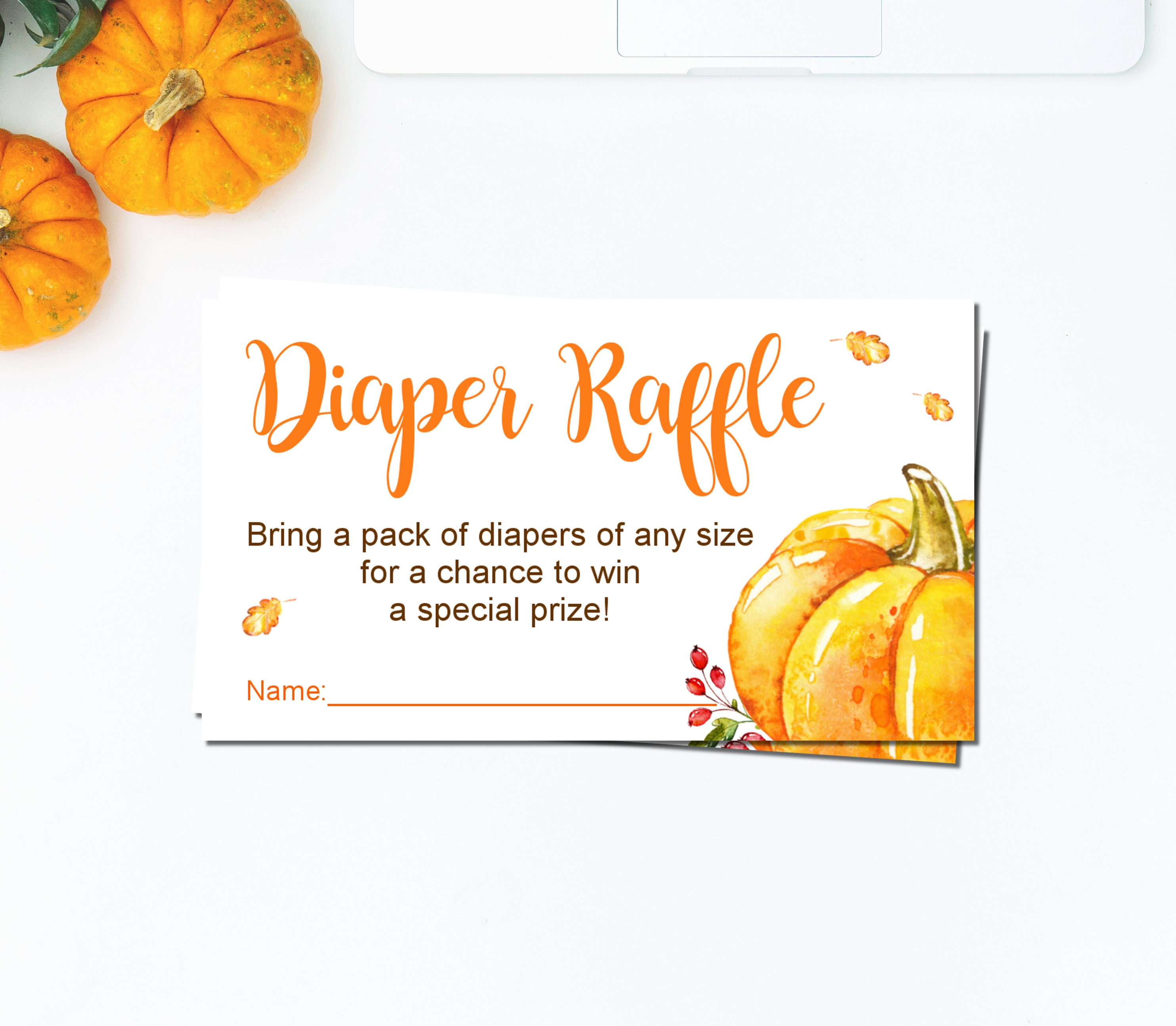 Pumpkin Diaper Raffle Tickets Little Pumpkin Baby Shower Game | Etsy