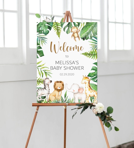 Editable Safari Baby Shower Welcome Sign Printable Jungle, 48% OFF