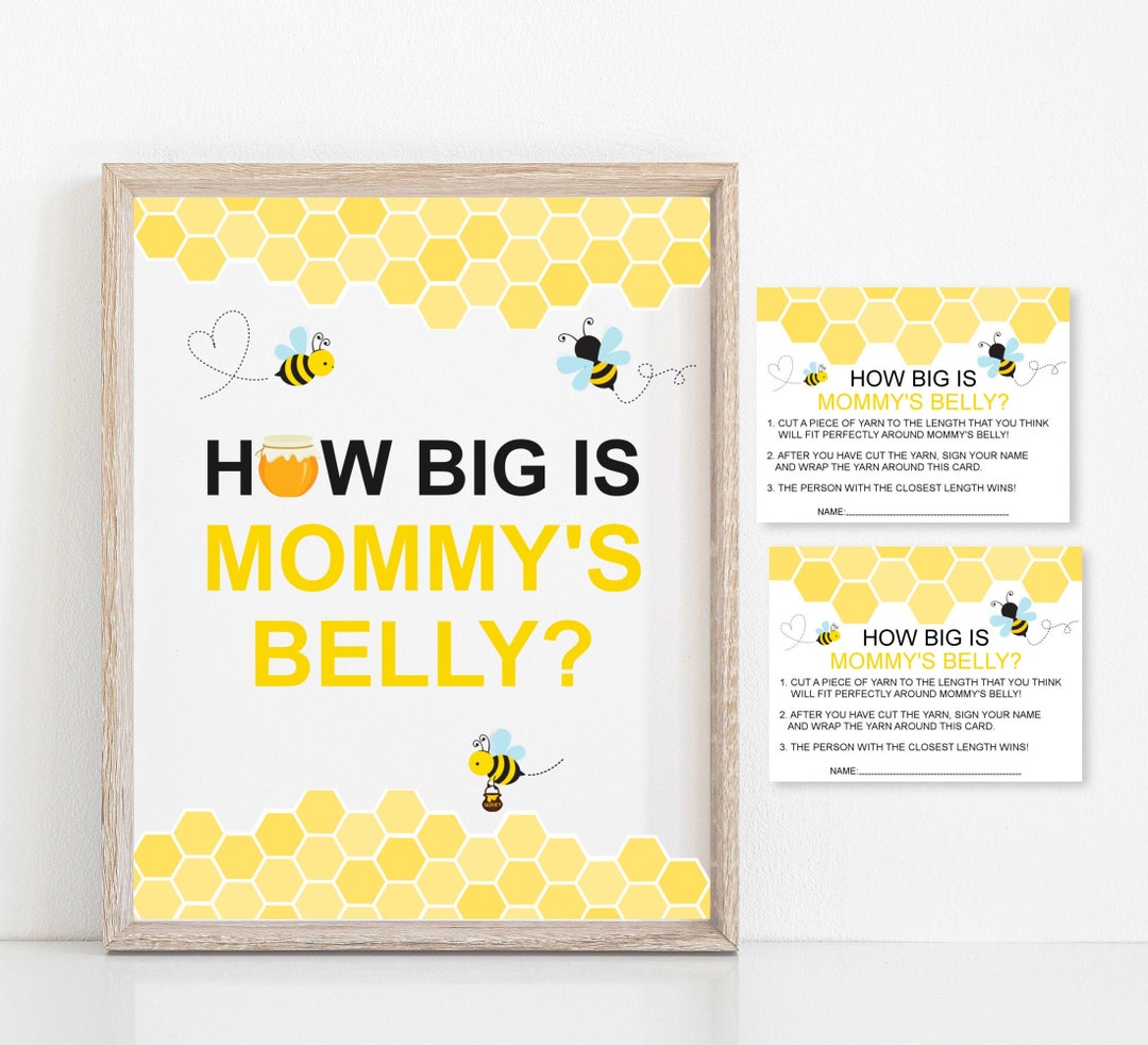 How Big is Mommys Belly Bumble Bee Baby Shower Game Printable Guess ...