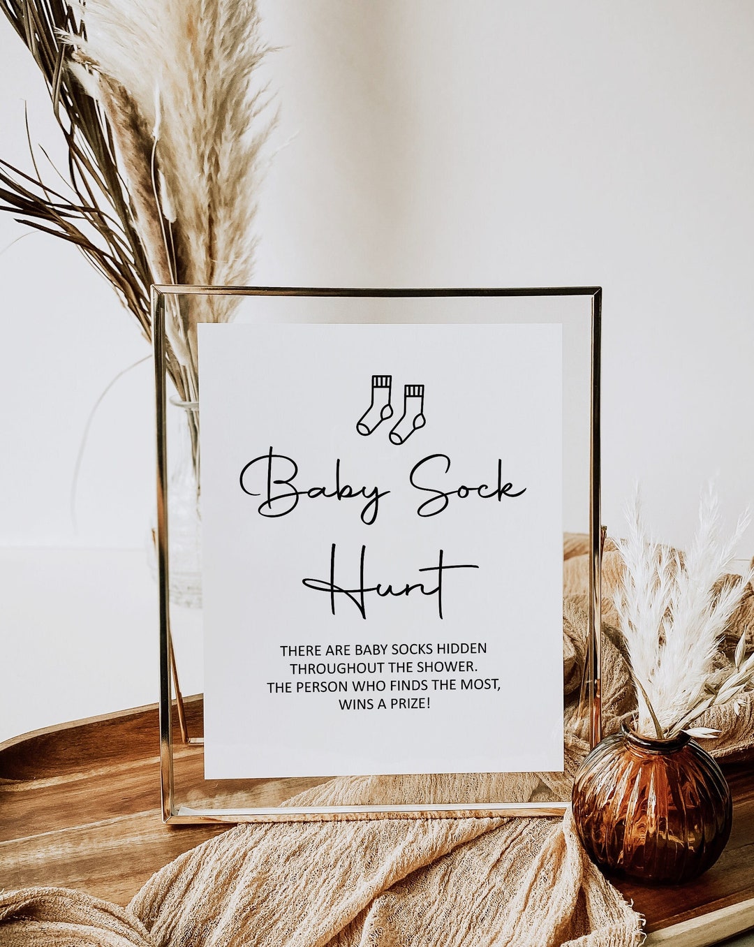 Baby Sock Hunt Sign Baby Shower Game Find the Socks Game Printable ...