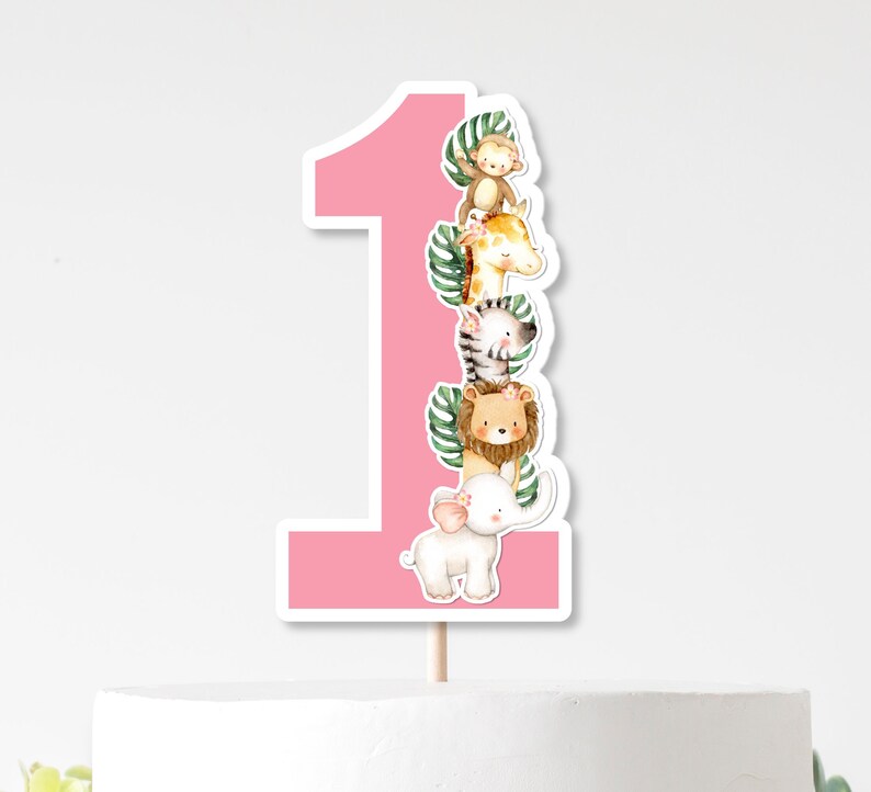 PRINTABLE Jungle Number 1 Cake Topper Jungle First Birthday - Etsy