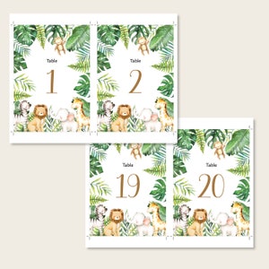 Table Number Cards Jungle Safari Animals Printable Table Numbers 1-20 ...
