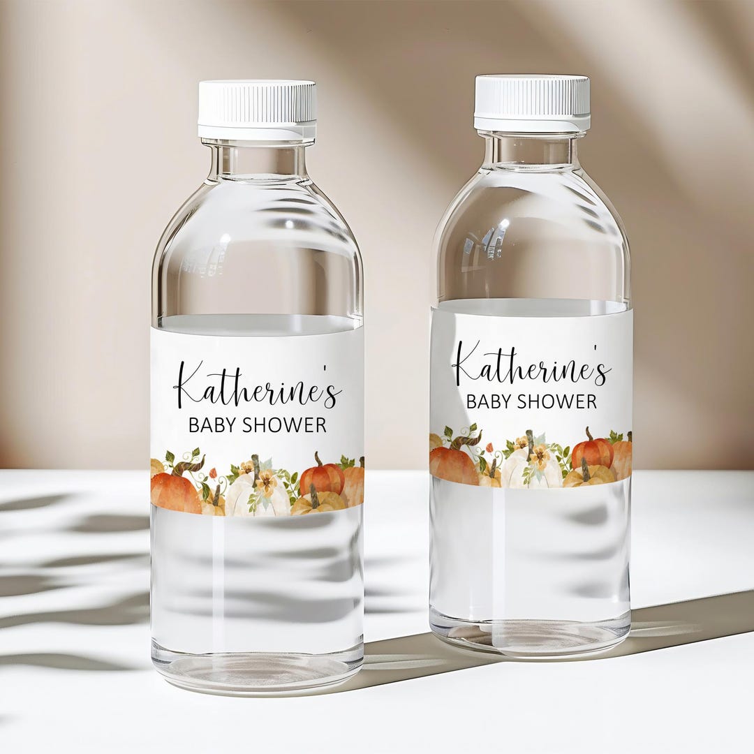 Editable Pumpkin Fall Baby Shower Water Bottle Label Fall Party Bottle ...