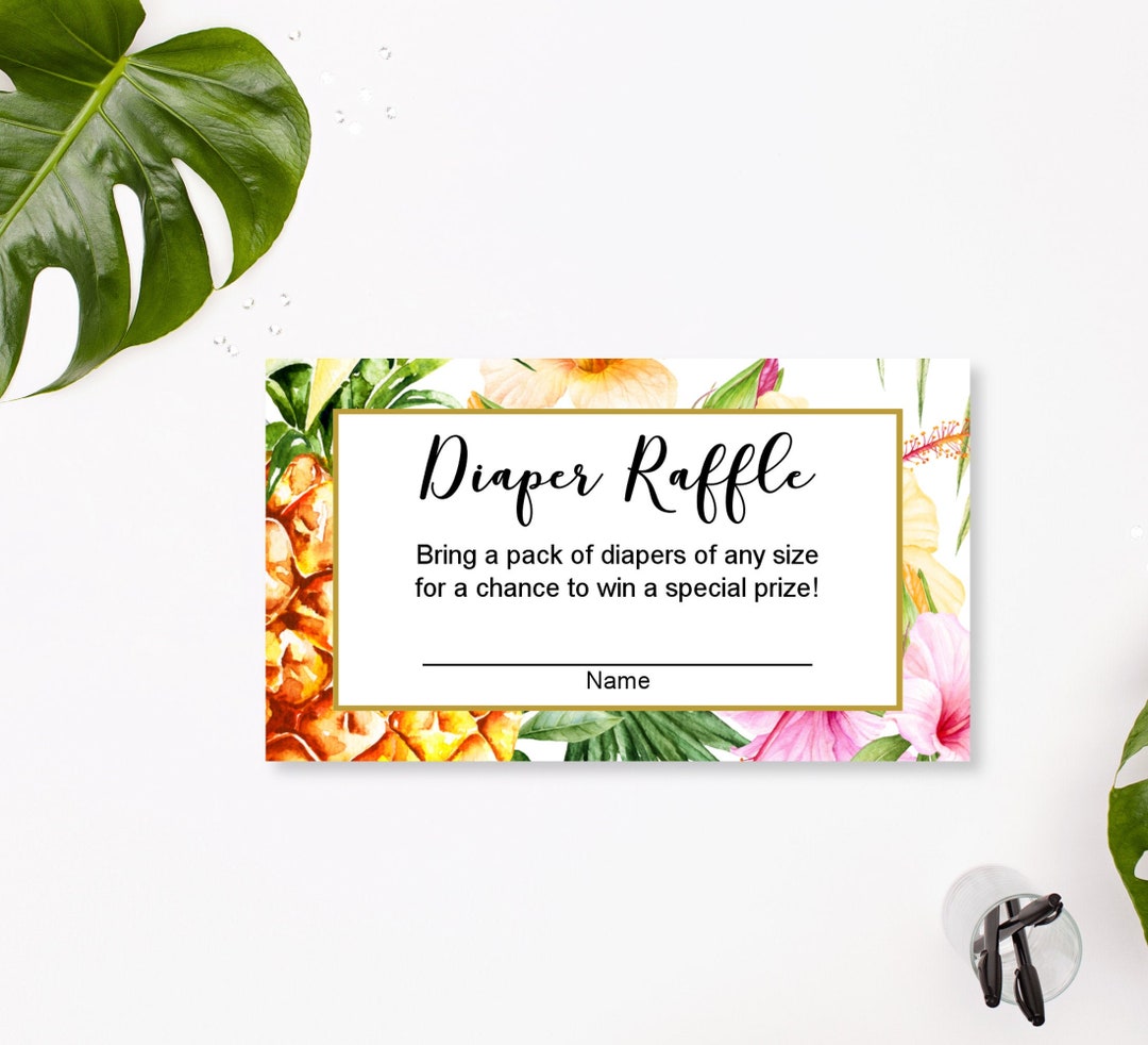 Diaper Raffle Tickets Tropical Baby Shower Game Printable Tropical ...