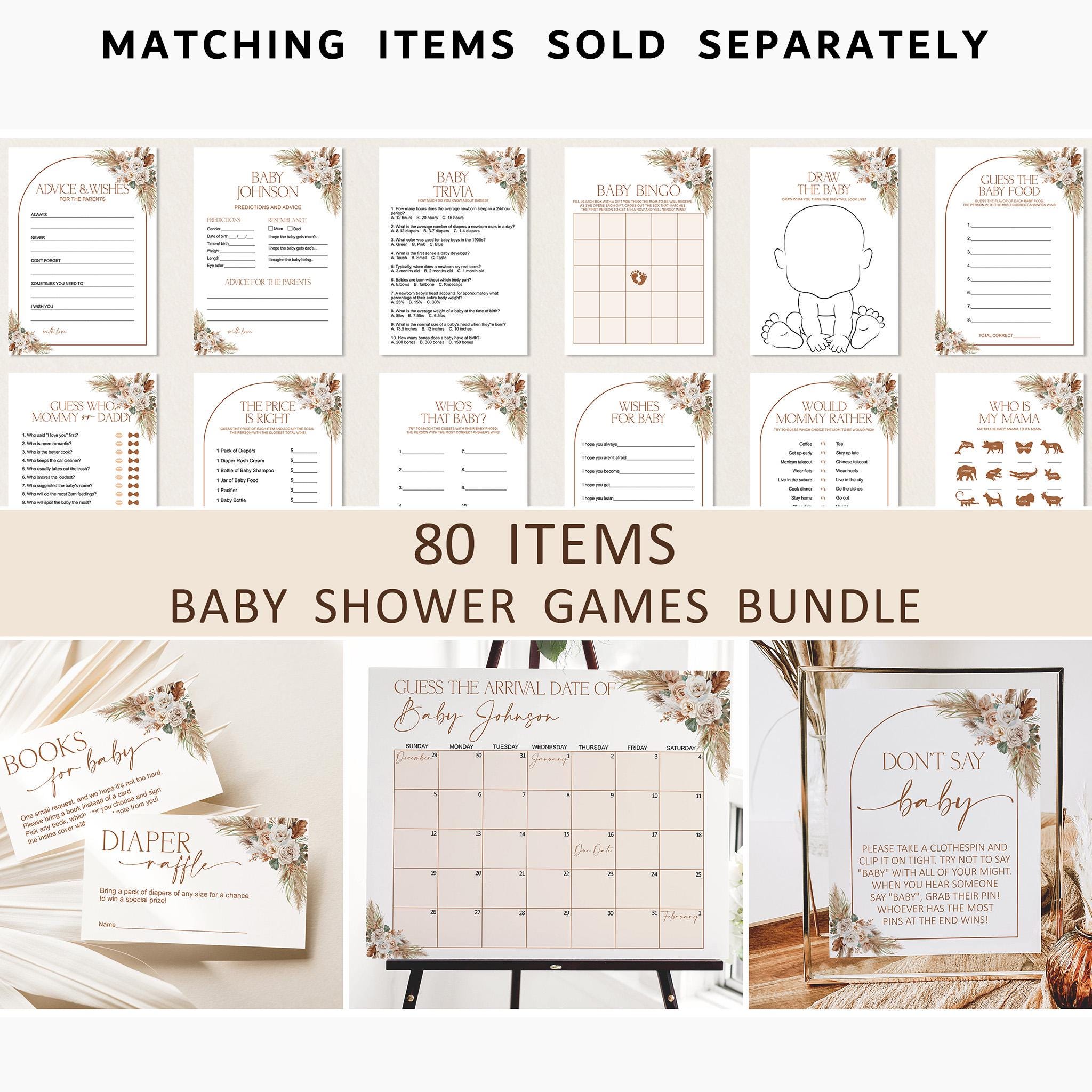 Editable Boho Floral Due Date Calendar Game, Pampas Grass Bohemian Baby ...