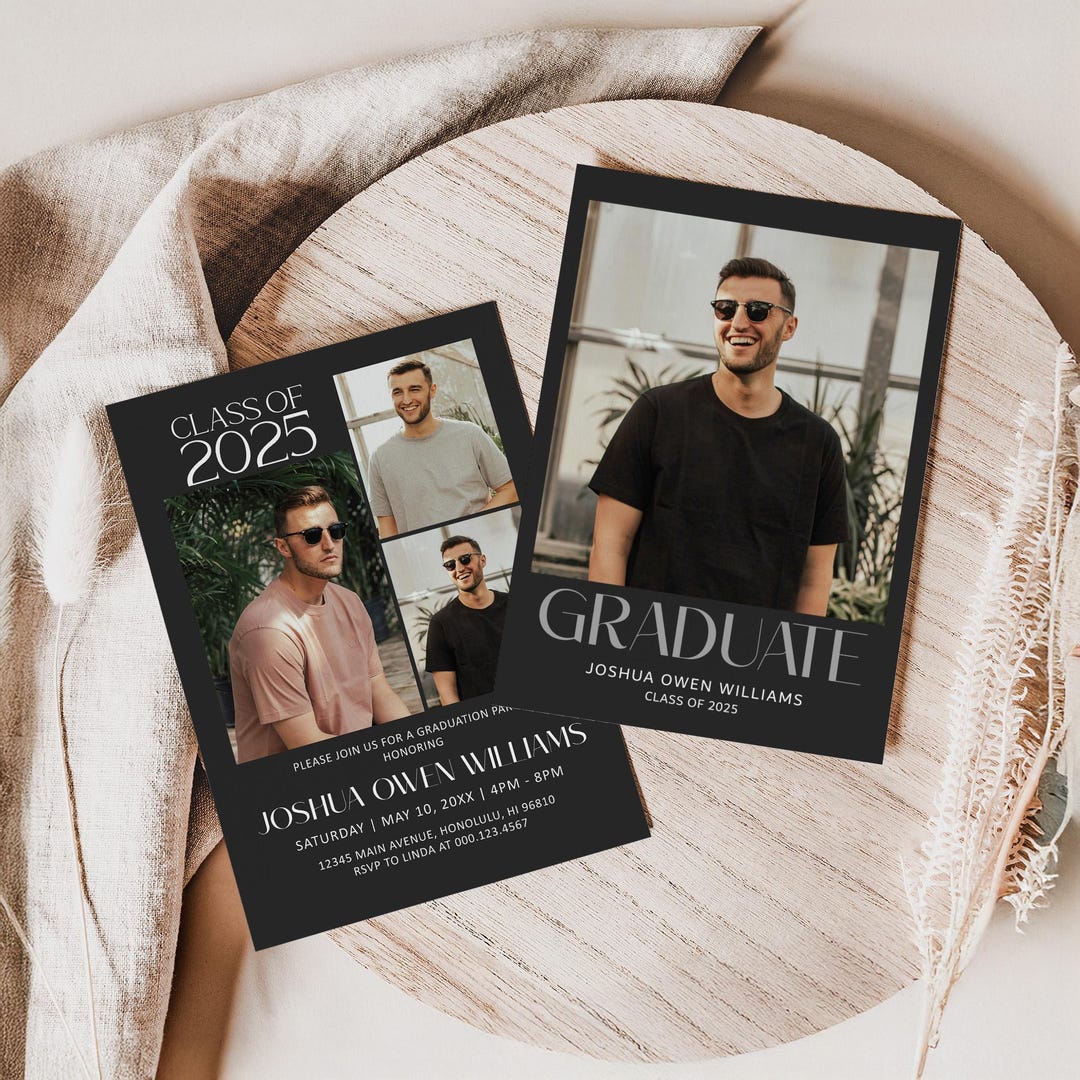 Editable Graduation Announcement Graduation Photo Card Class of 2025 ...