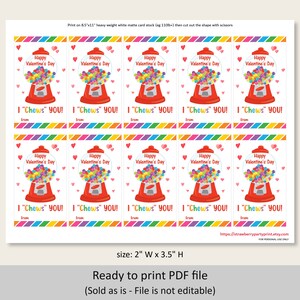 Kids Valentine Tag Bubble Gum Valentines Day Gift Tag I Chews You ...