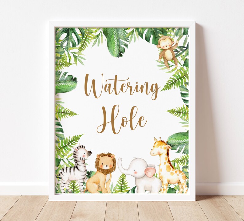 Watering Hole Sign Jungle Safari Animals Wild One Zoo Baby - Etsy
