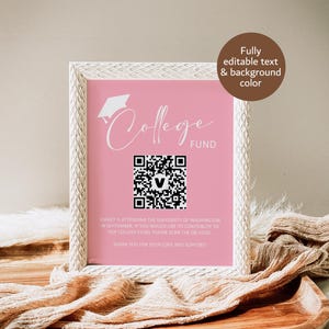 Editable College Fund Sign Graduation Venmo Sign Grad Money Gift QR ...