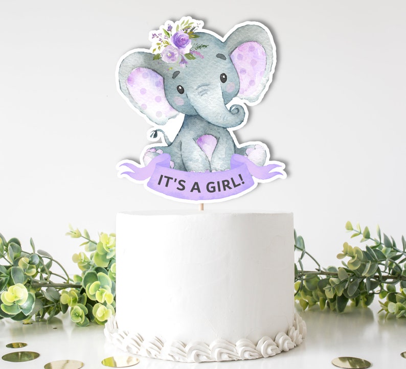 PRINTABLE Elephant Centerpieces Purple Elephant Baby Shower - Etsy