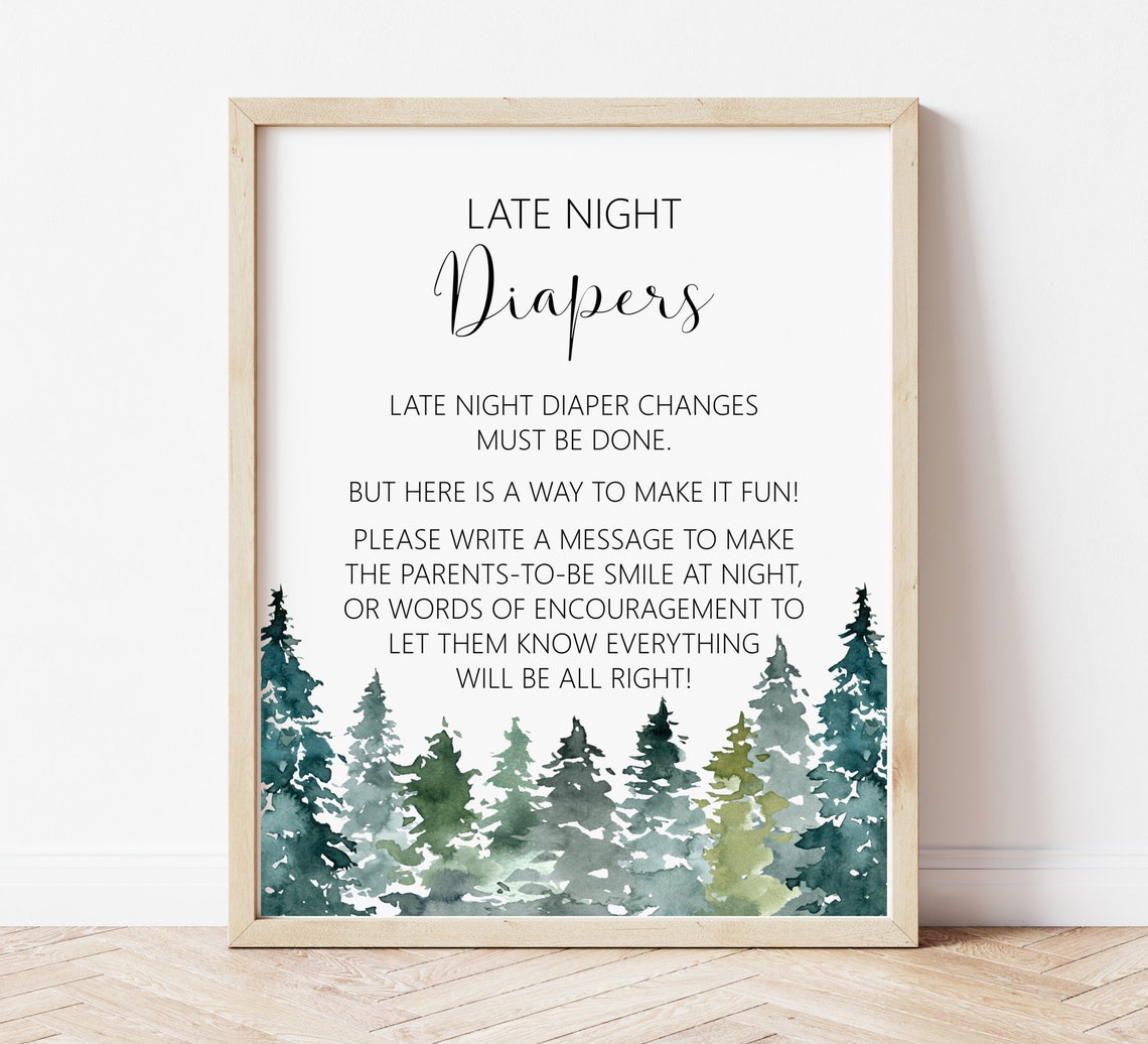 Late Night Diapers Sign Diaper Thoughts Mountains Trees - Etsy