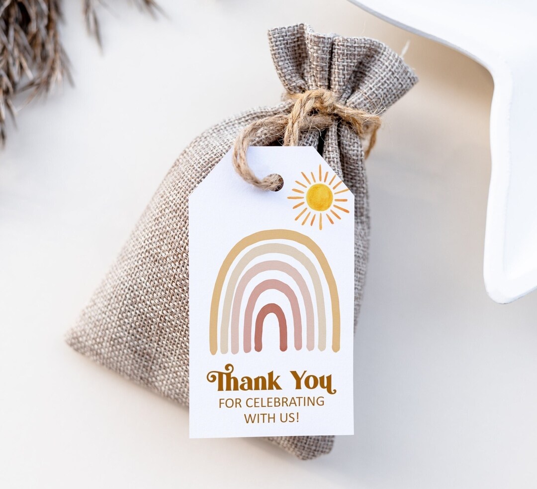 Rainbow Thank You Tags Neutral Rainbow Baby Shower Favor Tag Ray of ...