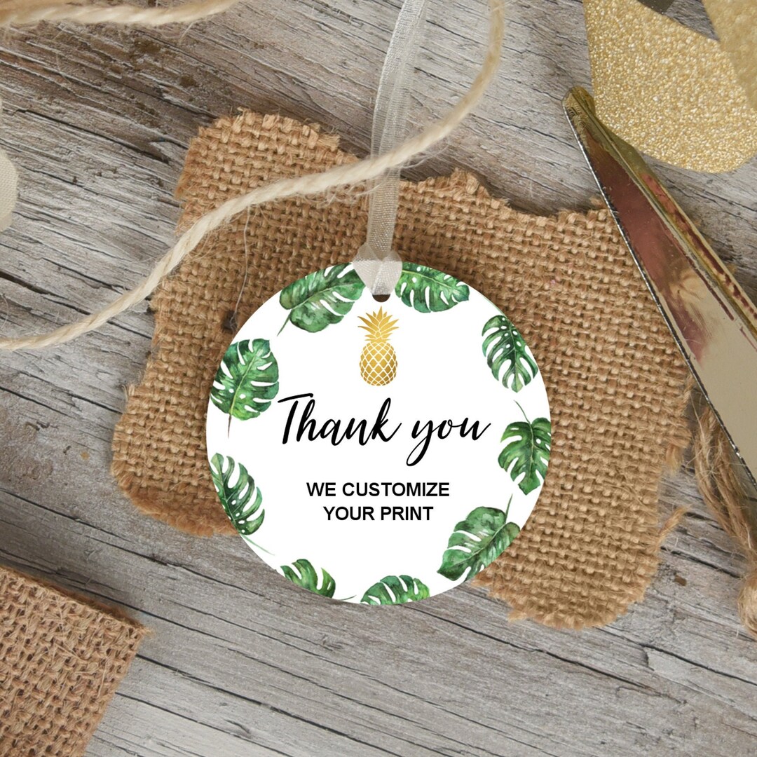 Hawaiian Luau Thank You Tags Favor Tags Printable Custom Tags Gold ...