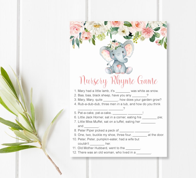 Elephant Baby Shower Games Printable Game Bundle Pink Elephant - Etsy