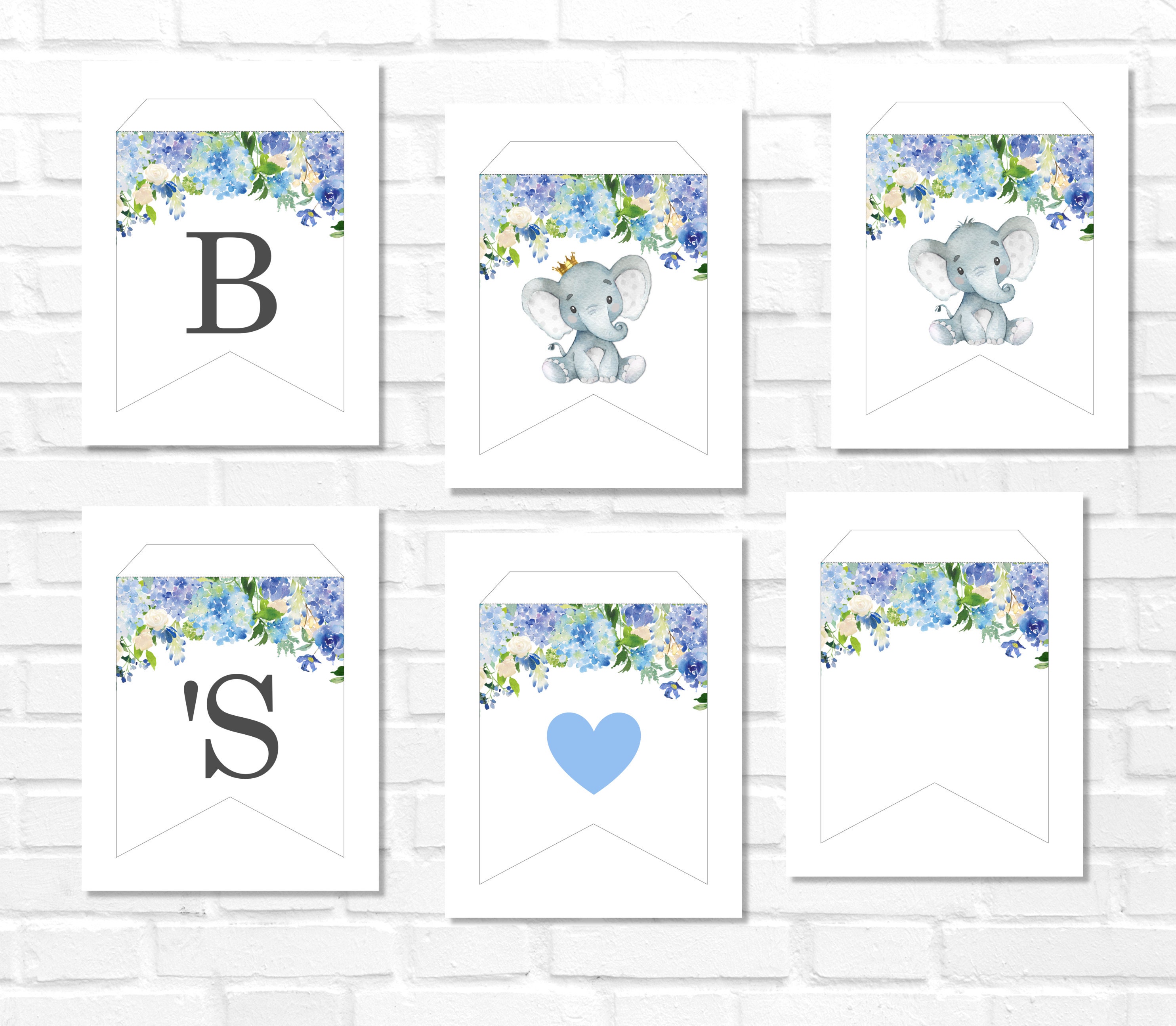 Elephant Banner Printable Boy Elephant Baby Shower Birthday | Etsy