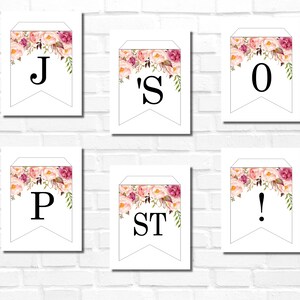 Pink Floral Printable Banner Alphabet A-Z & Numbers Boho Flowers Flag ...