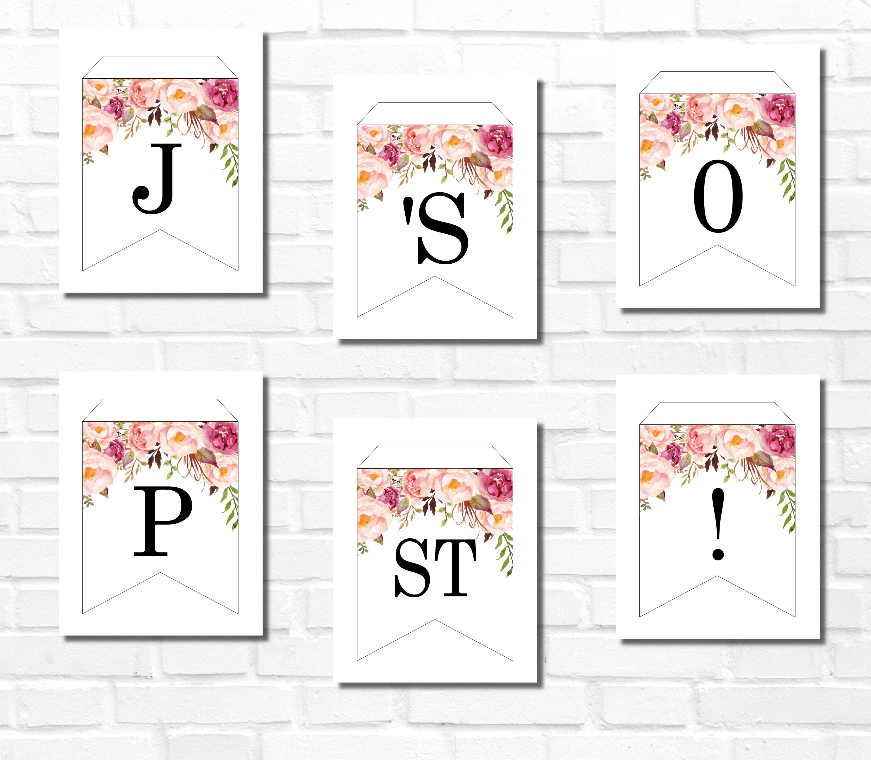 Pink Floral Printable Banner Alphabet A-Z & Numbers Boho | Etsy