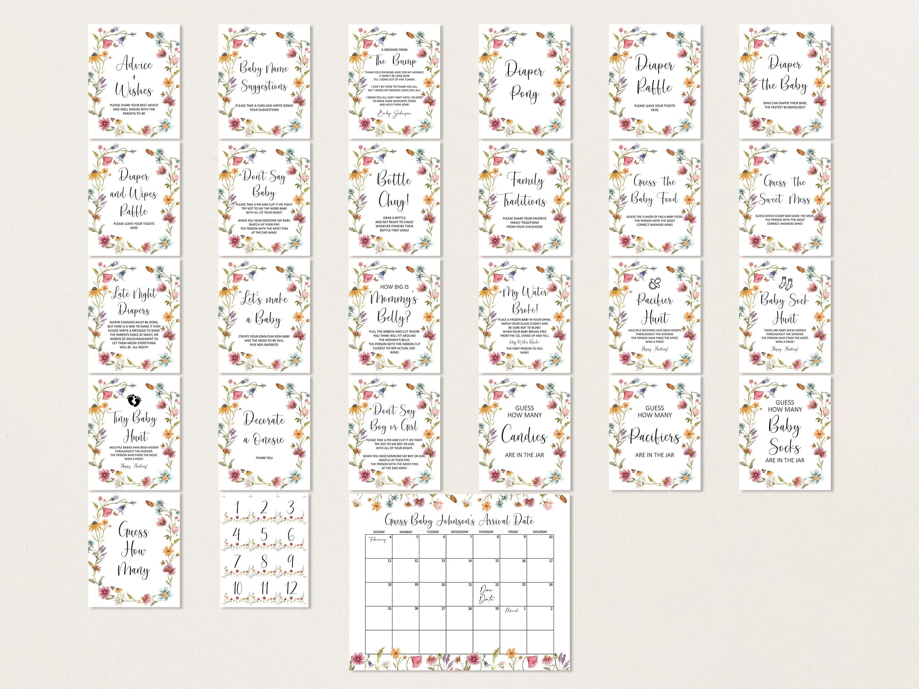 Editable Wildflower Baby Shower Games Bundle, Floral Baby in Bloom ...