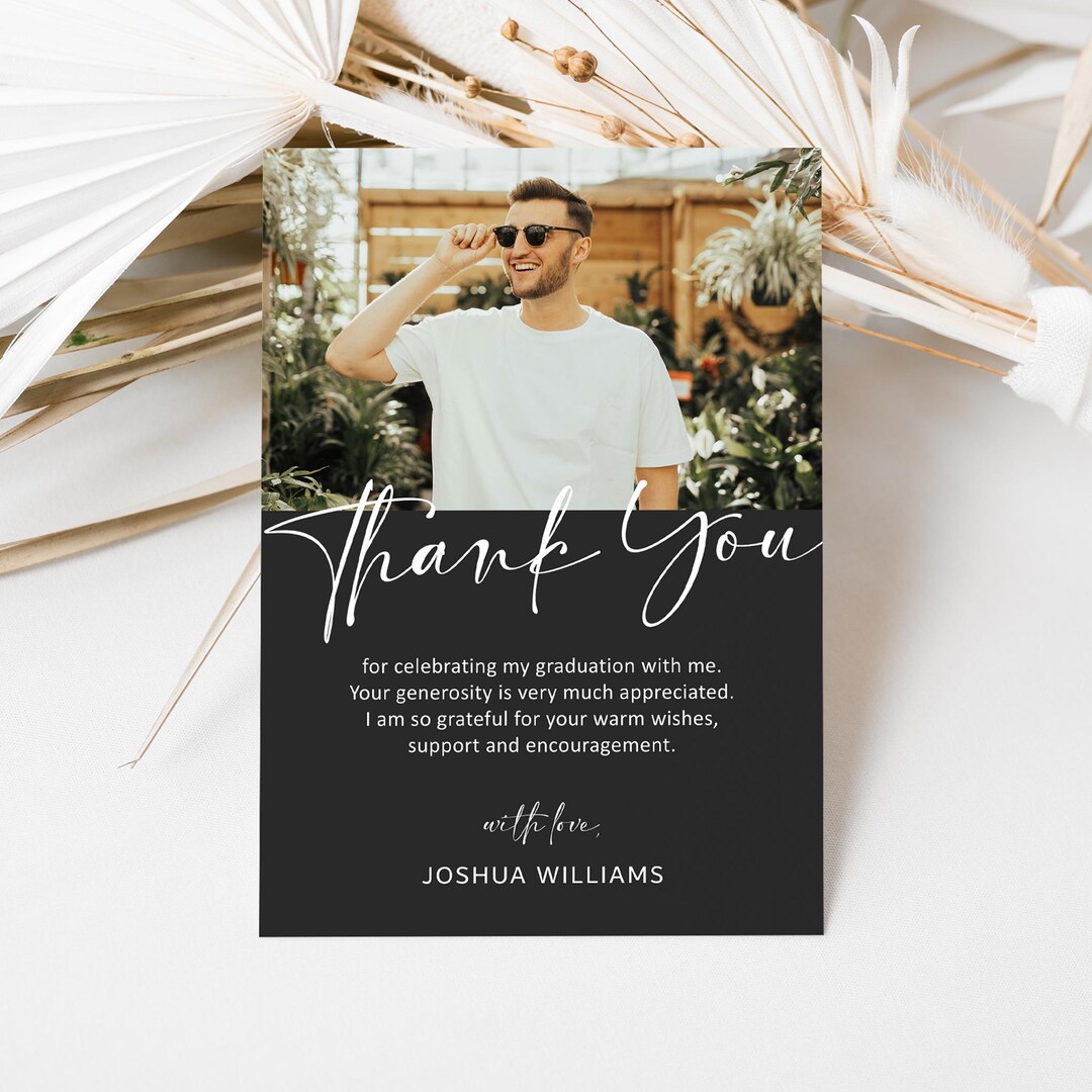 Editable Graduation Thank You Card Photo Grad Thank You Postcard ...
