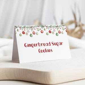 Editable Christmas Holiday Party Food Label Place Card Buffet Table ...