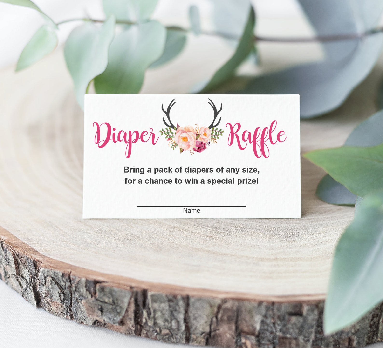 Diaper Raffle Tickets Diaper Raffle Cards Pink Floral Boho - Etsy
