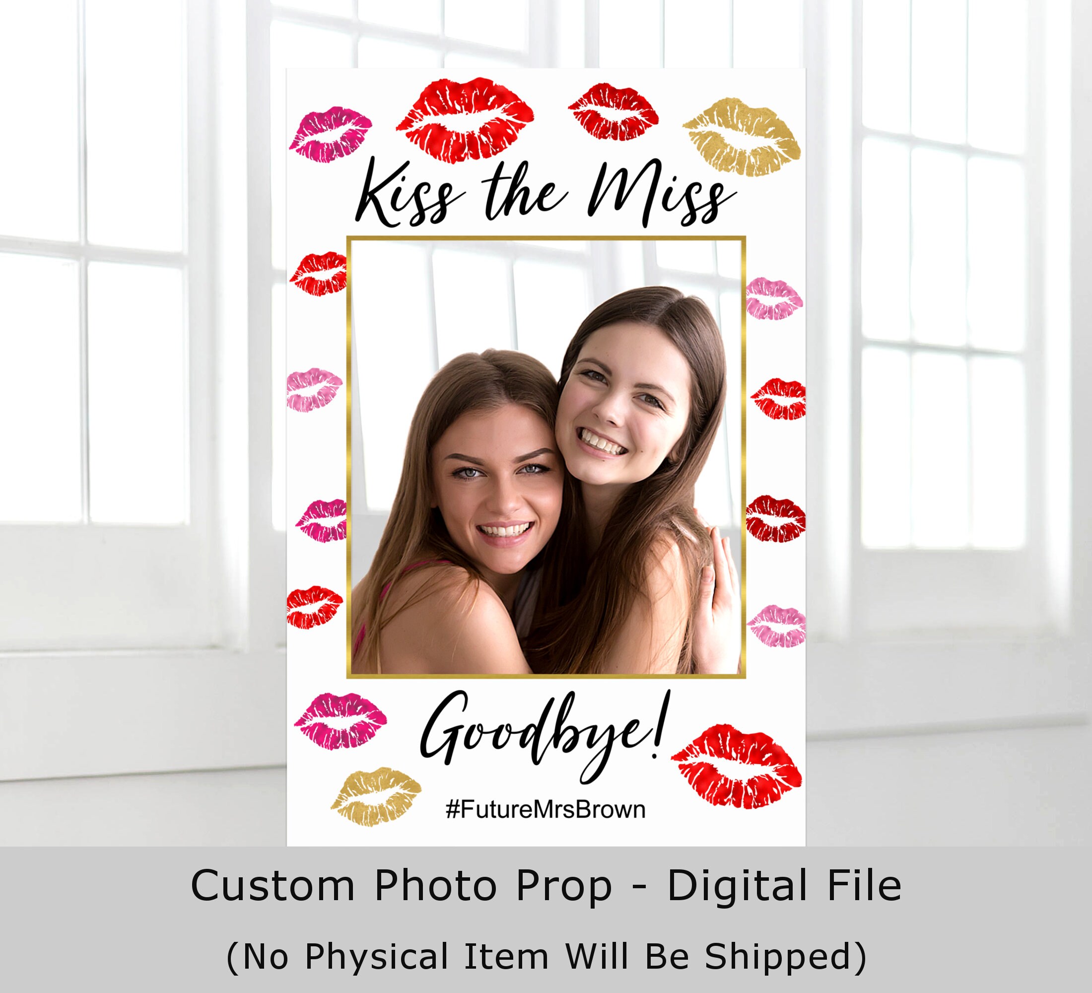 Kiss the Miss Goodbye Photo Props Bridal Shower Photo Booth - Etsy